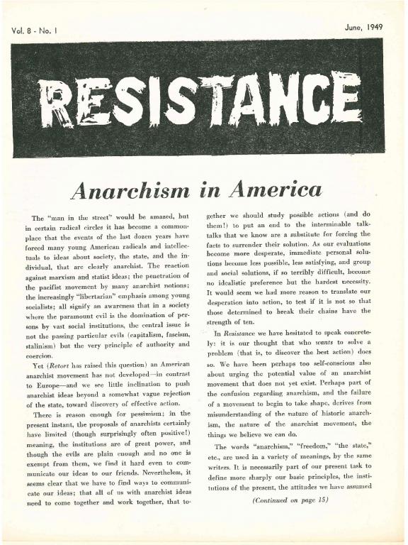 Resistance Vol. 8, No. 1 (June 1949) | libcom.org